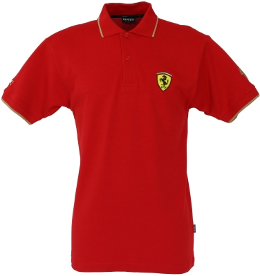 Ferrari Gold Trim Polo Shirt - Red (SFR5588)