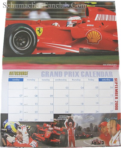2008 Formula 1 Calendar (AC7999)
